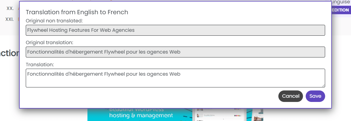 Edit translations using the front-end editor tool - Linguise