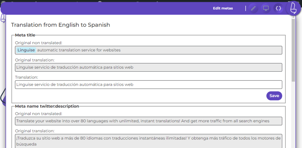 Edit translations using the front-end live editor tool