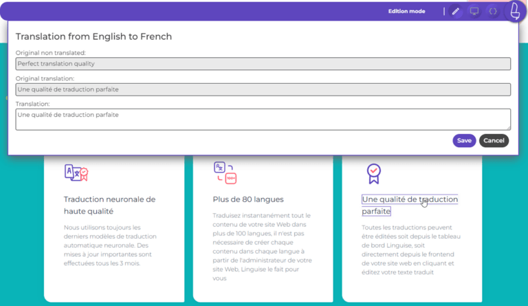 Linguise automatic translation service for websites