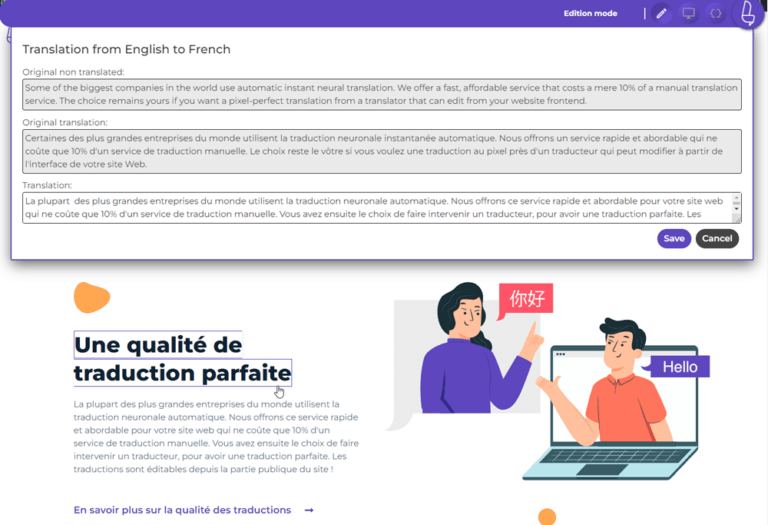 Linguise automatic translation service for websites
