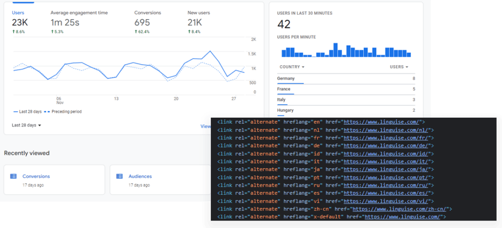 Google Analytics v4 and multilingual statistics