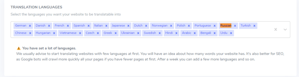 How to translate a website to Russian from English