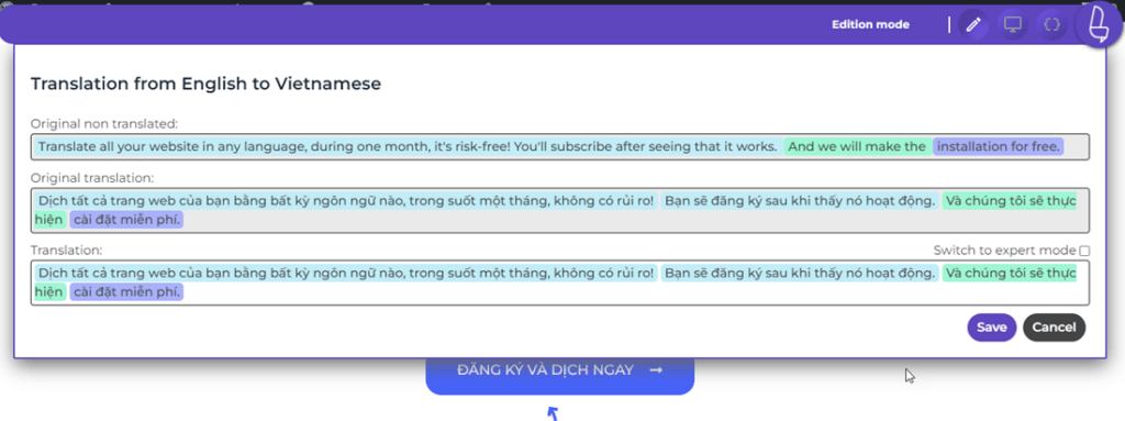 How to translate a website from English to Vietnamese