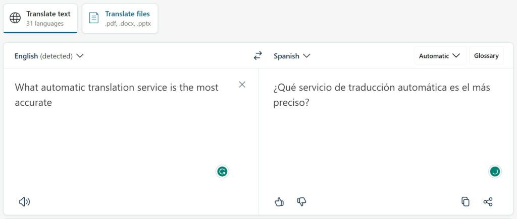 What automatic translation service is the most accurate