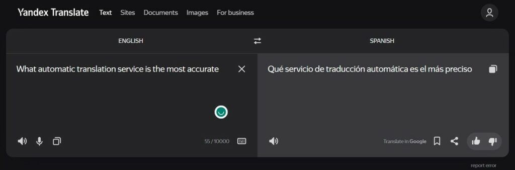 What automatic translation service is the most accurate