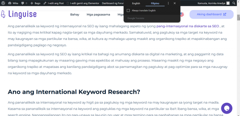 How to translate your website from English to Tagalog