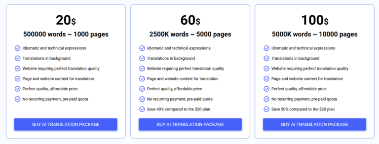 Wat kost een vertaling van Linguise AI?